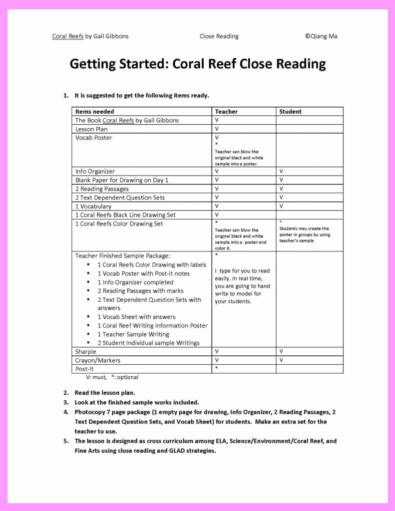 Close Reading: Coral Reefs by Gail Gibbons | Made By Teachers