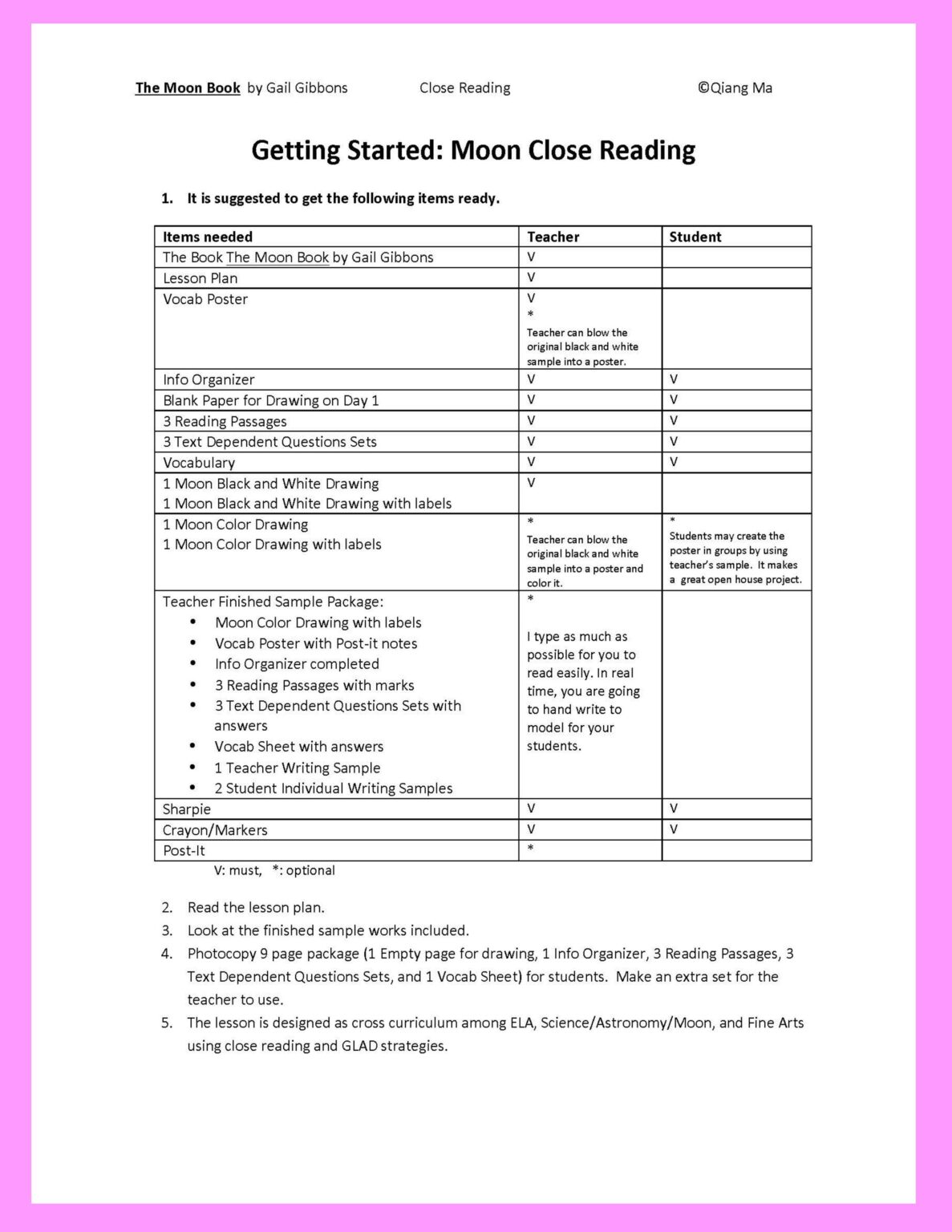 Close Reading: The Moon Book by Gail Gibbons - Made By Teachers