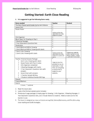 Close Reading: Planet Earth/Inside Out by Gail Gibbons - Made By Teachers
