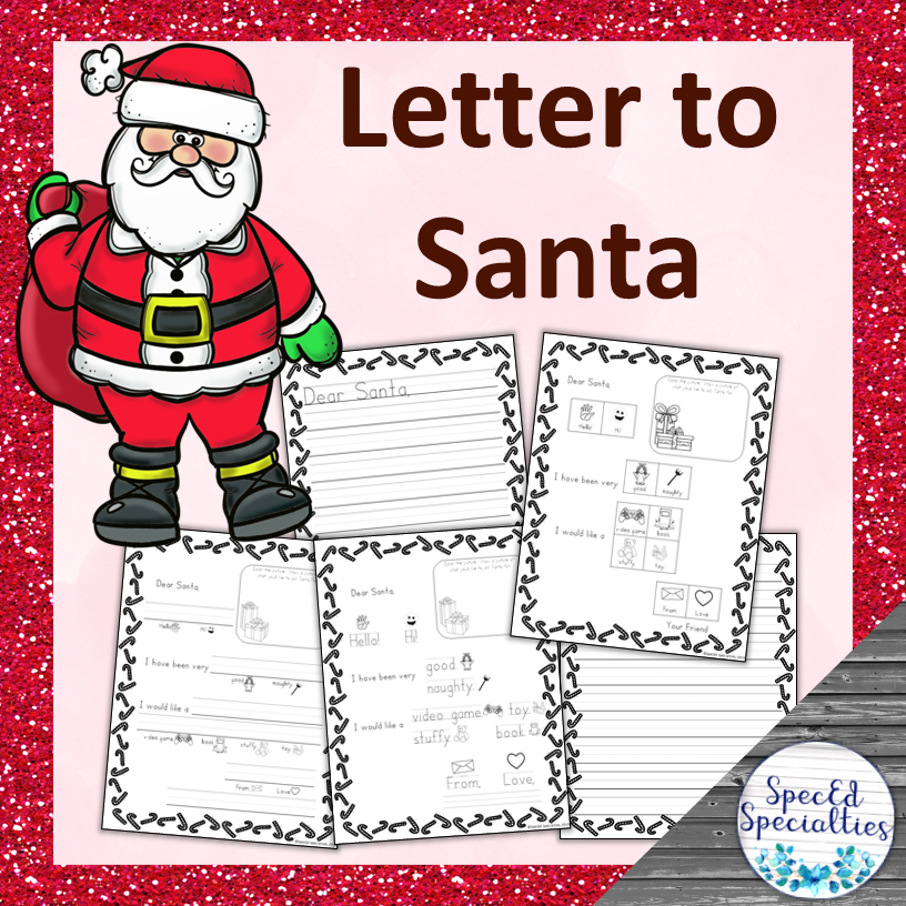 Letter to Santa Christmas Differentiated Writing for Special Education ...
