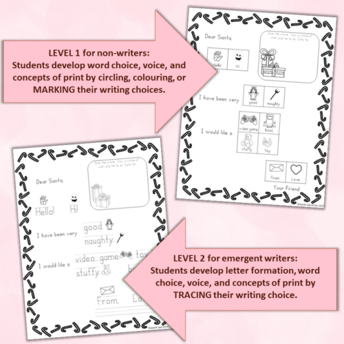 Letter to Santa Christmas Differentiated Writing for Special Education ...