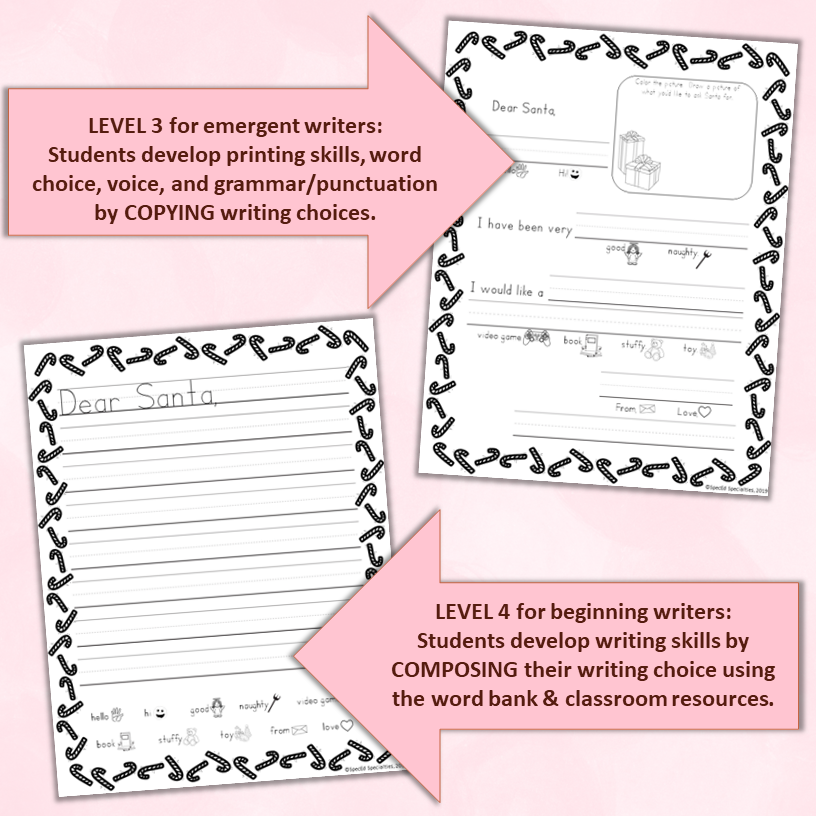 Letter to Santa Christmas Differentiated Writing for Special Education ...