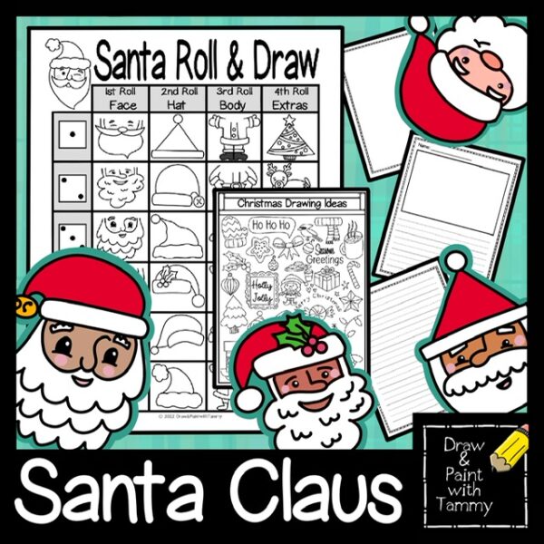 Roll a Santa Claus Christmas Roll and Draw Art Game Sub Lesson | Made ...