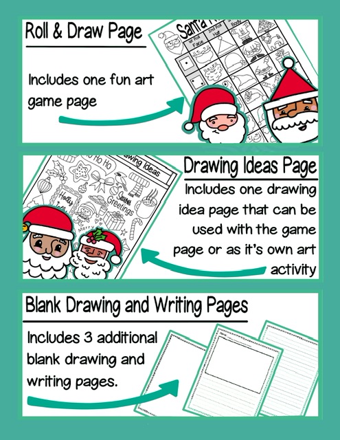 Roll a Santa Claus Christmas Roll and Draw Art Game Sub Lesson | Made ...