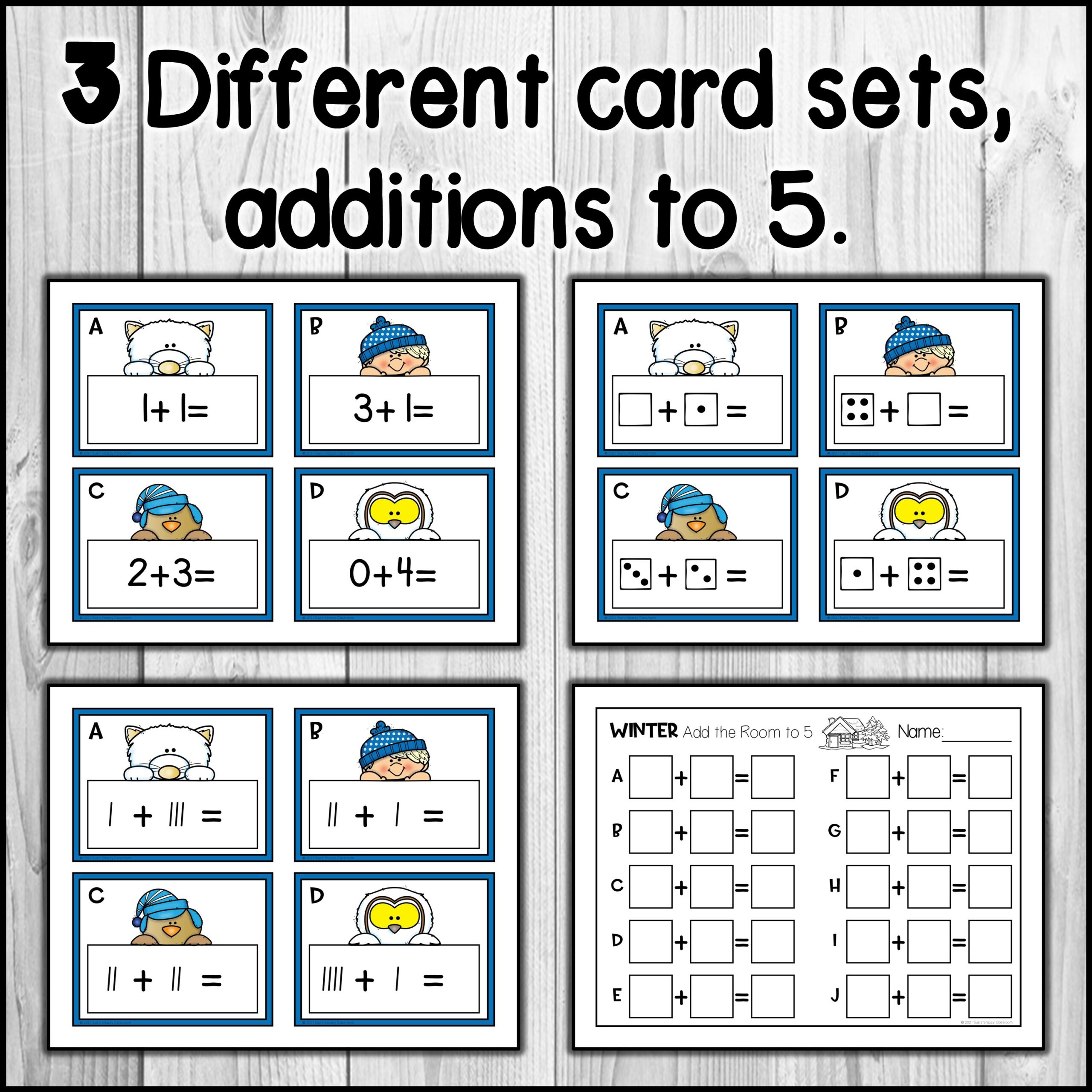 Winter Addition Activity | Number Facts Add the Room | Number Sums to ...