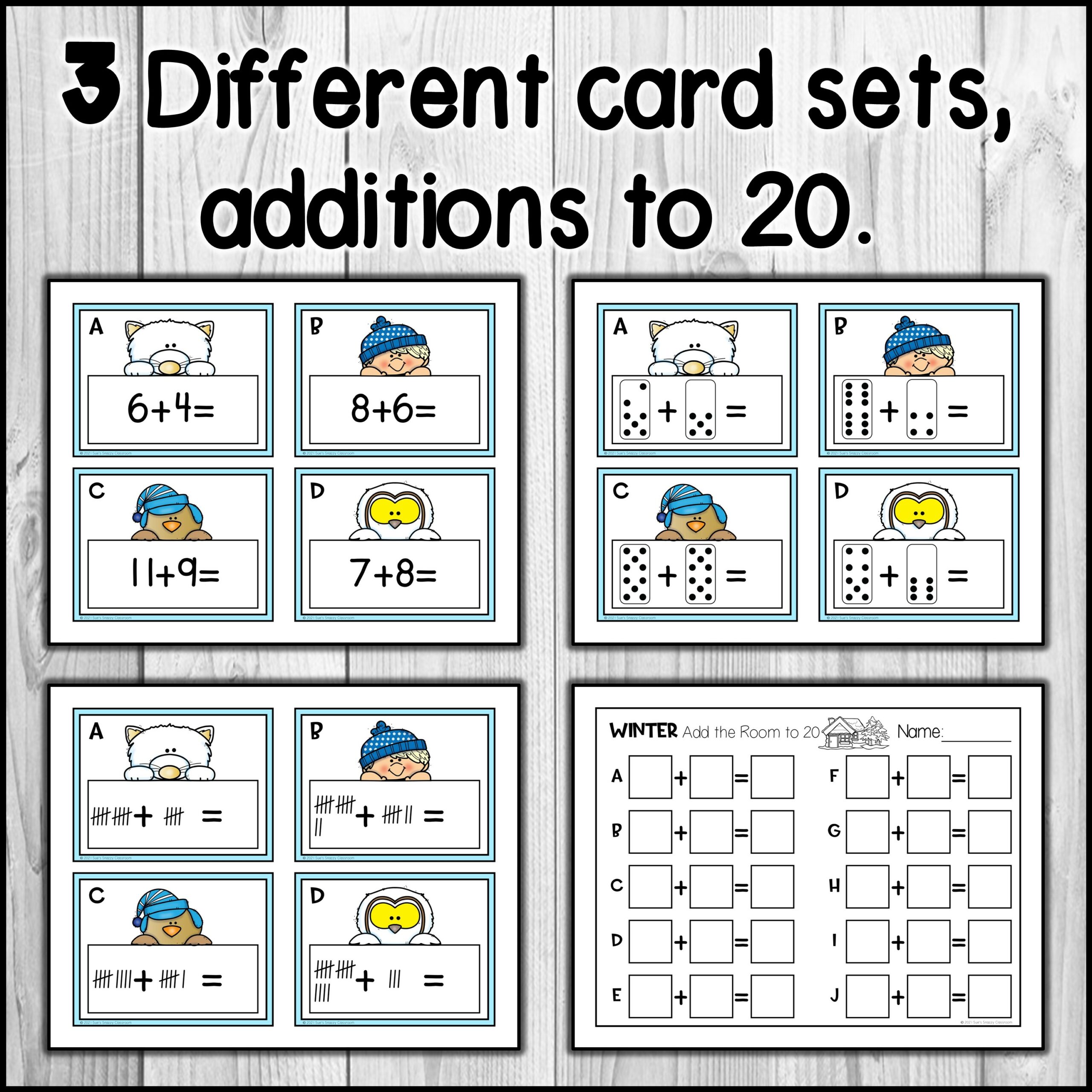 Winter Addition Activity | Number Facts Add the Room | Number Sums to ...