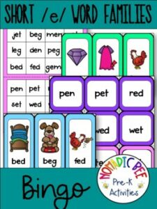 Short /e/ CVC Word family Bingo | Made By Teachers
