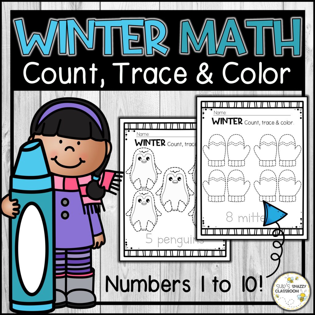 Winter Count, Trace and Color | Math Center and Activity | Numbers 1 to ...