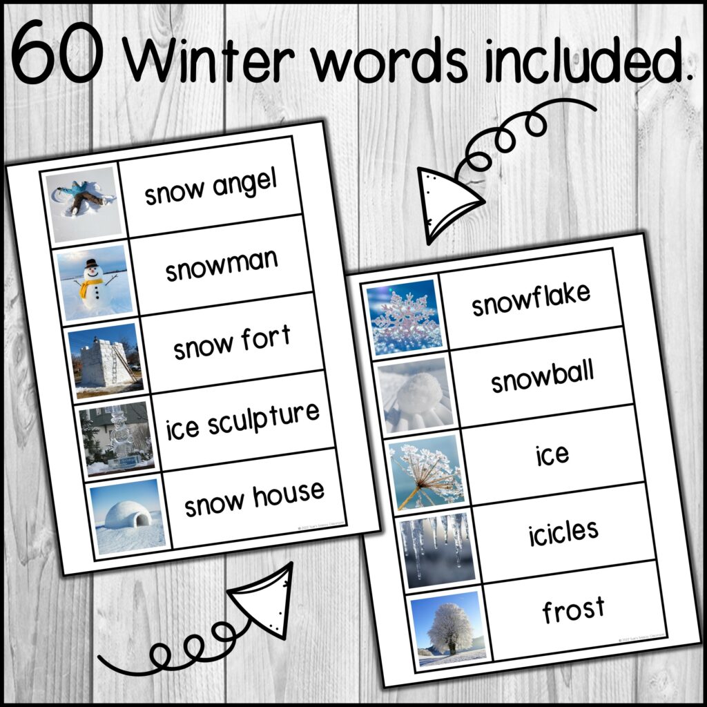 Winter Vocabulary Word Wall Cards | Winter Tracing and Writing Center ...