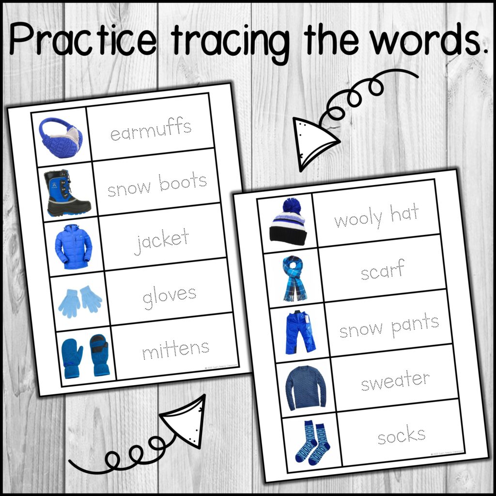Winter Vocabulary Word Wall Cards | Winter Tracing and Writing Center ...