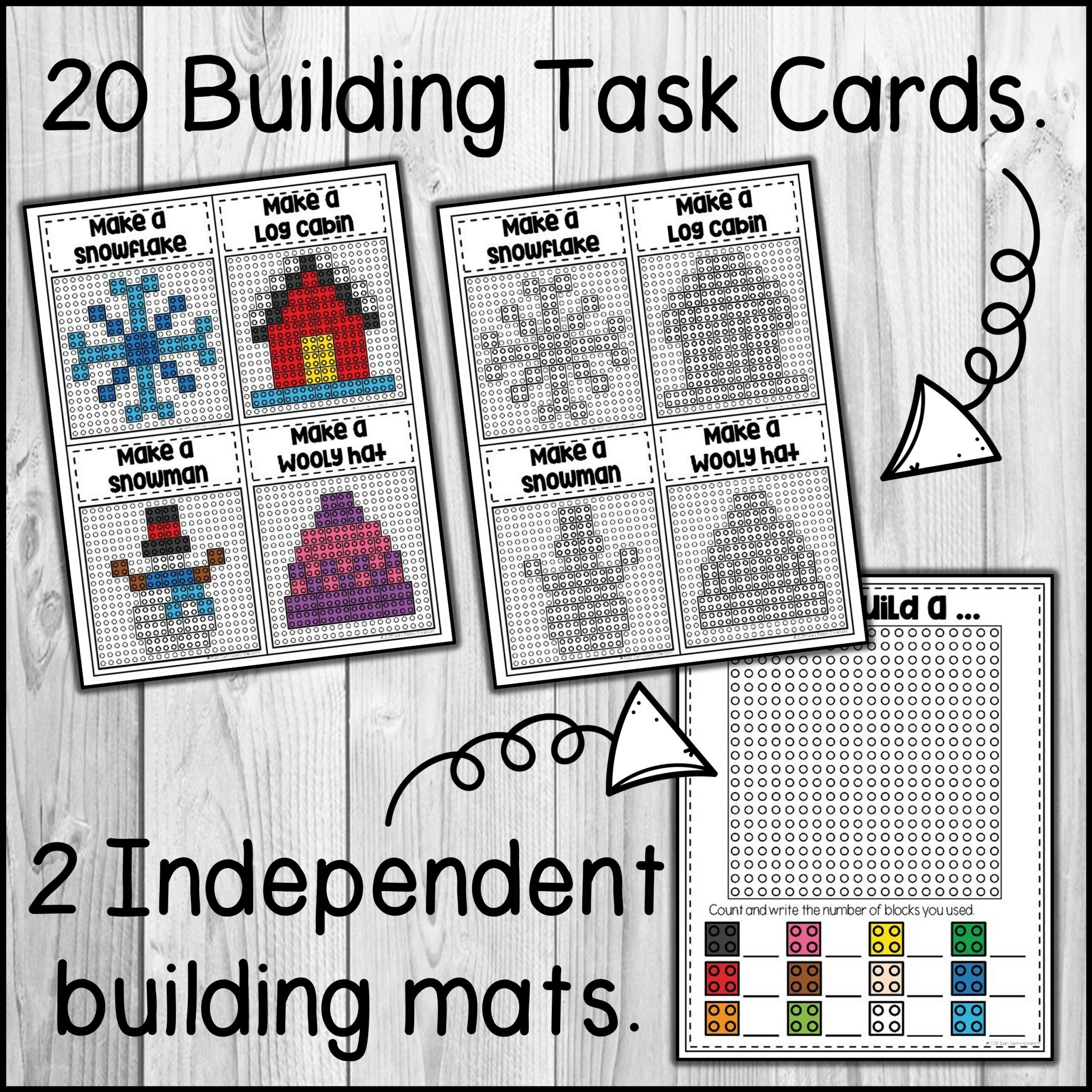 Winter Building Blocks Activity Mats | Fine Motor Task Cards | Math ...