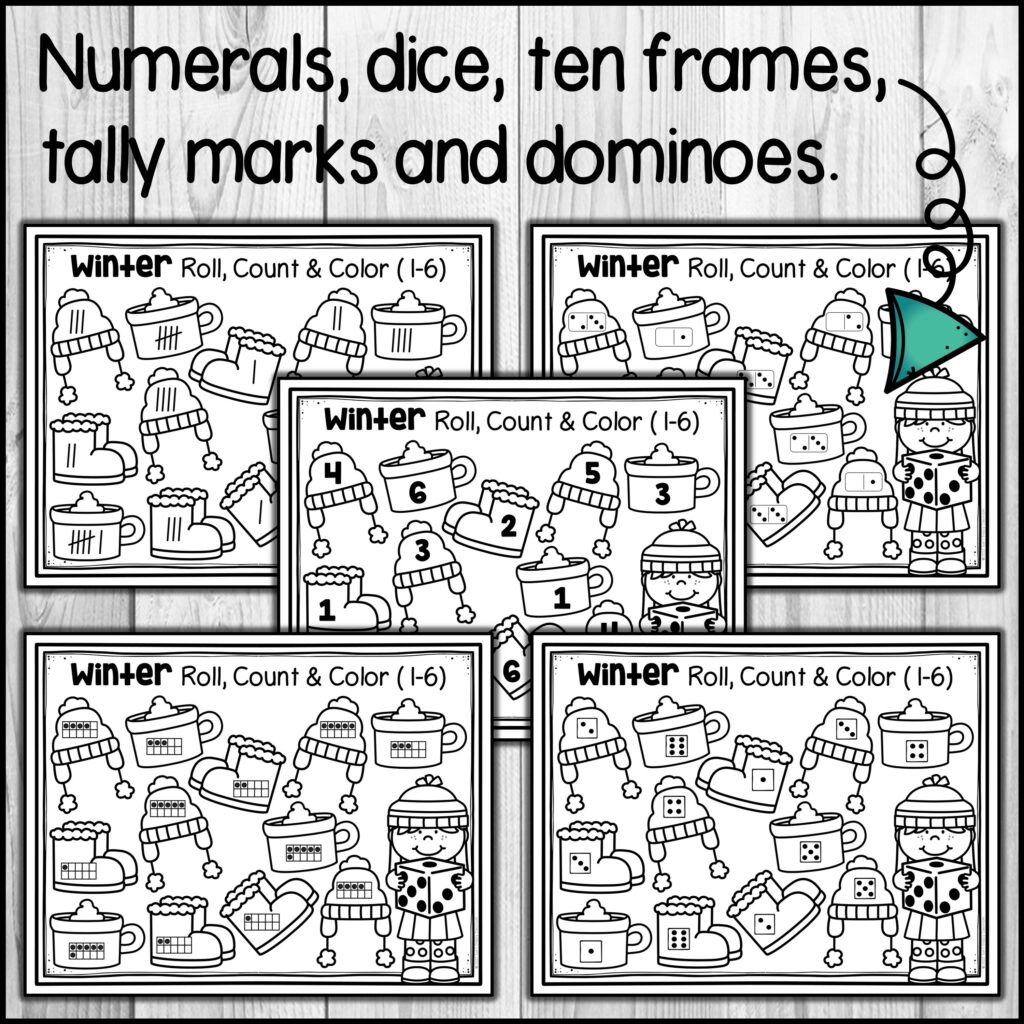 Winter Number Sense Activity | Roll, Count and Color | Winter Math ...