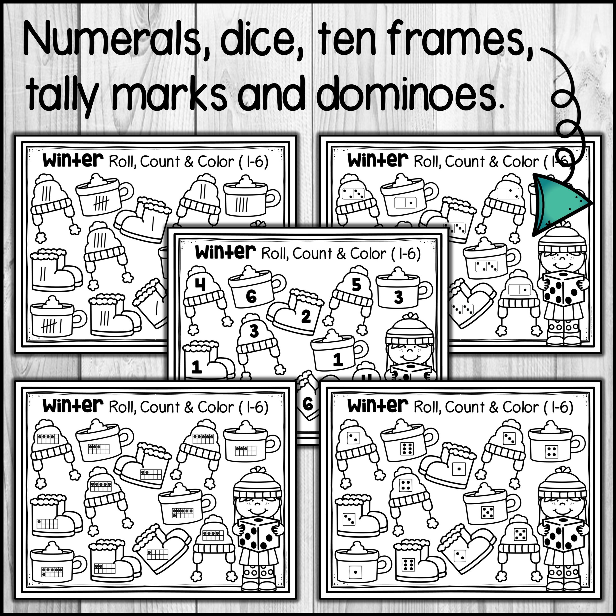Winter Number Sense Activity | Roll, Count and Color | Winter Math ...