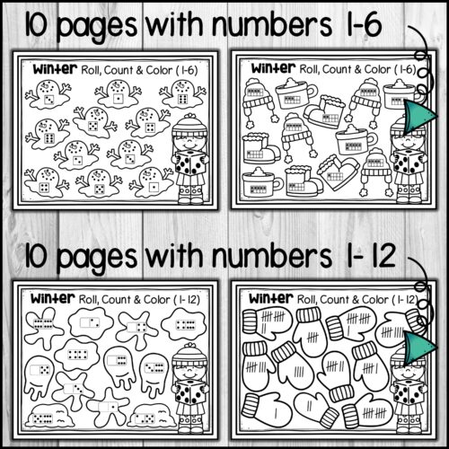 Winter Number Sense Activity | Roll, Count and Color | Winter Math ...