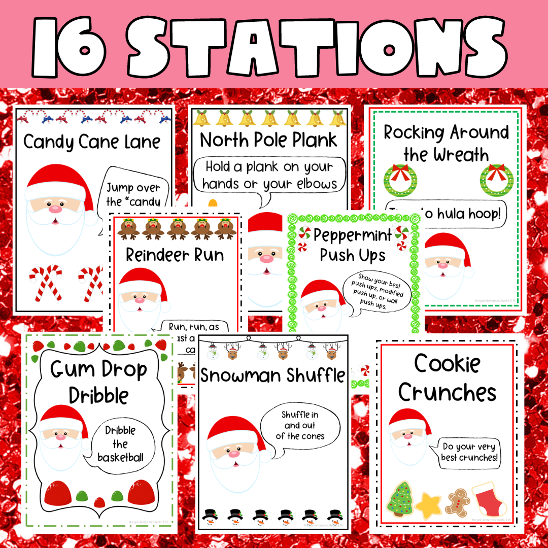 Elementary PE Christmas Stations | Made By Teachers