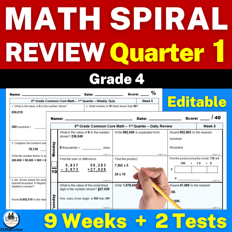 4th Grade Math Spiral Review Worksheets - Entire Year | Made By Teachers