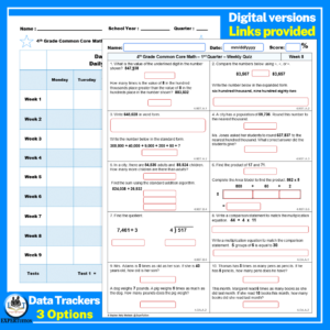 4th Grade Math Spiral Review Worksheets - Quarter 1 | Made By Teachers