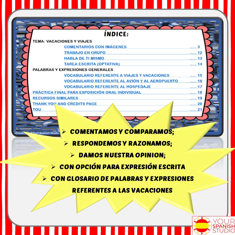 AP SPANISH SPEAKING EXAM PREPARACIÓN PARA EXAMEN ORAL VACACIONES Y ...