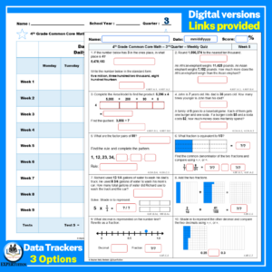 4th Grade Math Spiral Review Worksheets - Quarter 3 - Made By Teachers