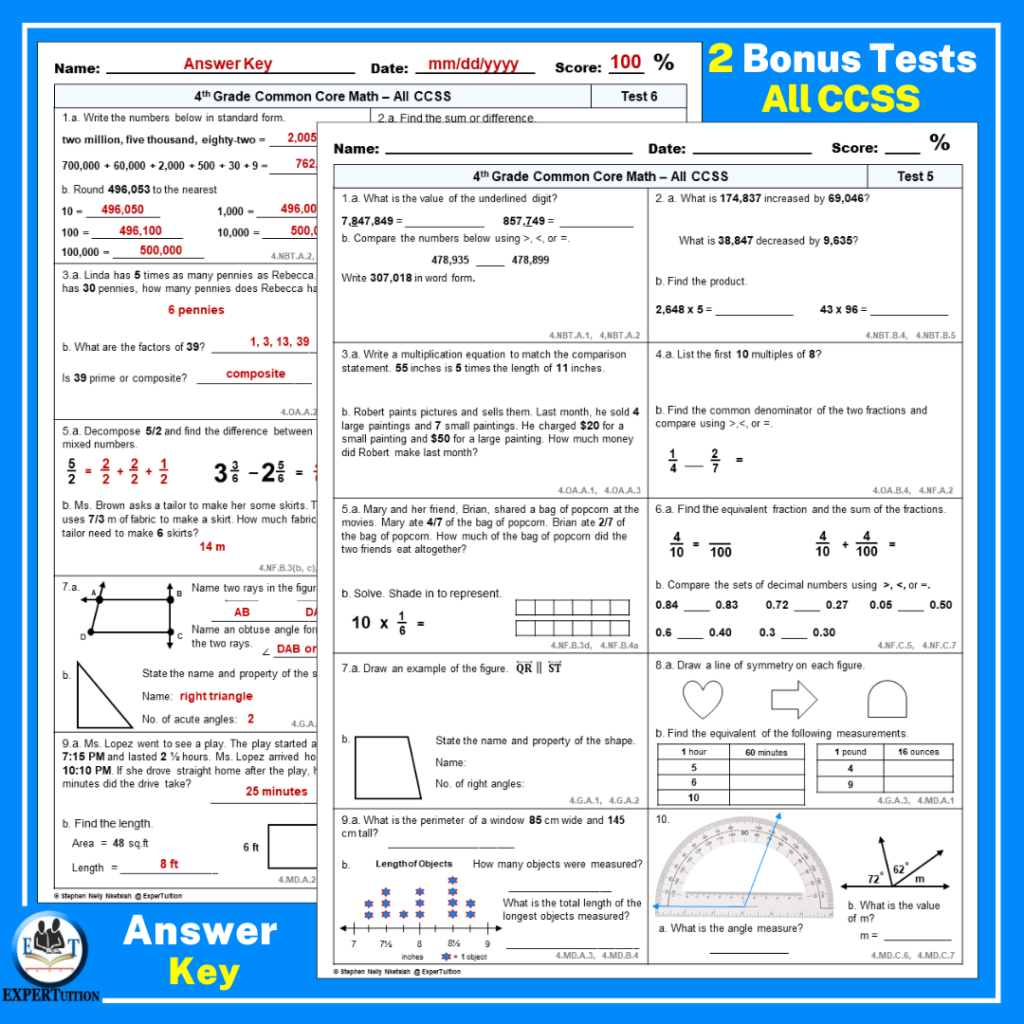 4th Grade Math Spiral Review Worksheets - Quarter 3 | Made By Teachers