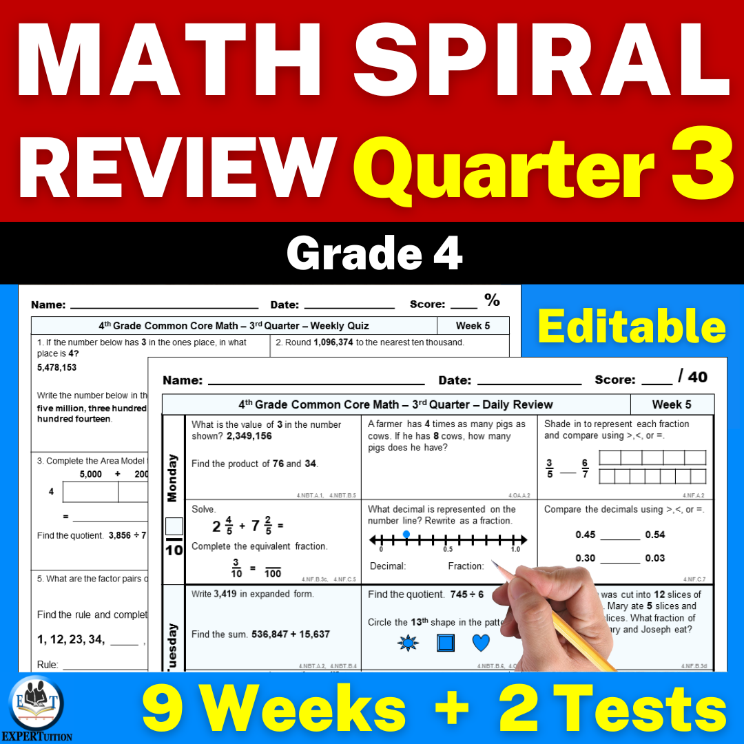 4th Grade Math Spiral Review Worksheets - Entire Year | Made By Teachers