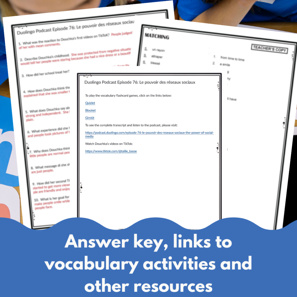 Activities for French Podcast Episode 76: Le Pouvoir des réseaux ...