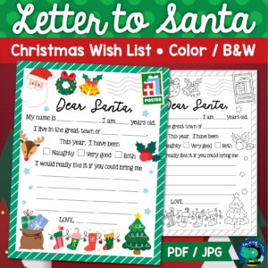 Letter to Santa | Christmas Wish list | Christmas Letter Printable For ...