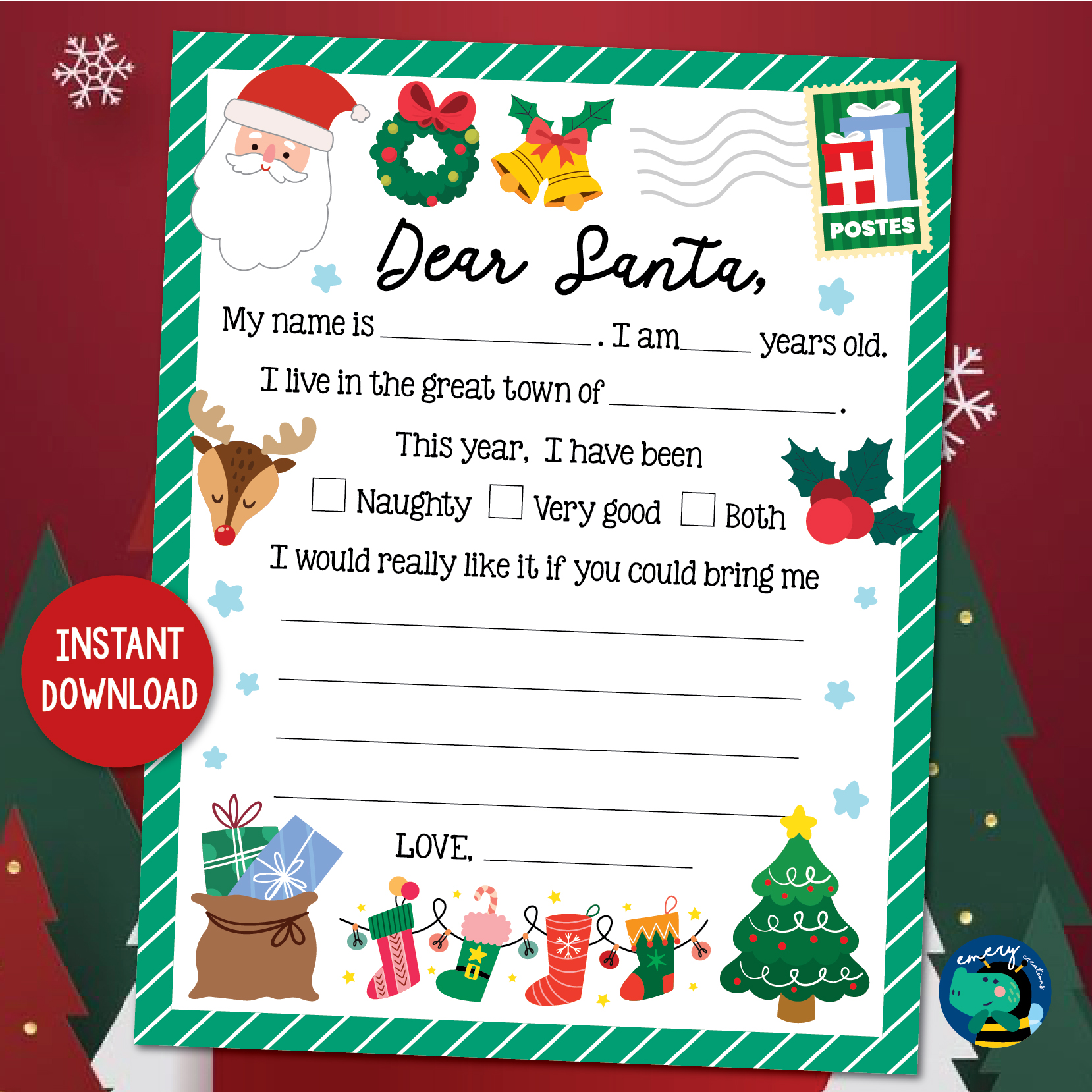 Letter to Santa | Christmas Wish list | Christmas Letter Printable For ...