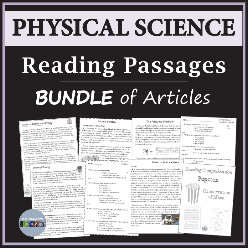 Science Reading Comprehension Passages Forces and Energy Elementary ...