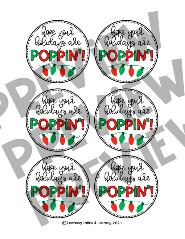 Poppin Christmas Tags Pop-it Popcorn Blow Pop Holiday Student Teacher ...