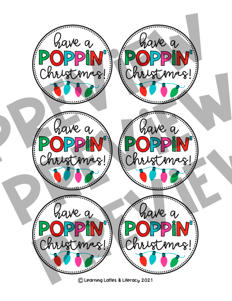 Poppin Christmas Tags Pop-it Popcorn Blow Pop Holiday Student Teacher ...