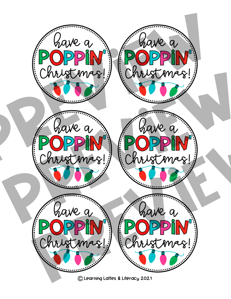 Poppin Christmas Tags Pop-it Popcorn Blow Pop Holiday Student Teacher ...