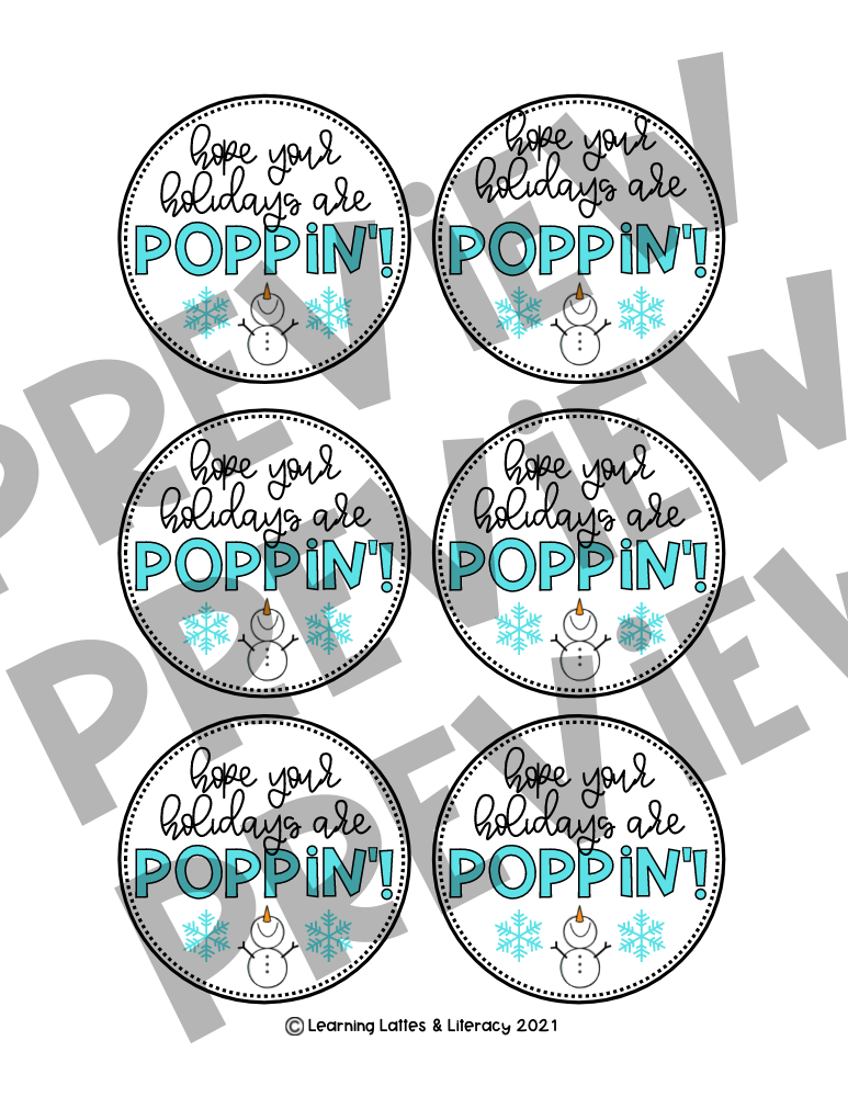 Poppin Christmas Tags Pop-it Popcorn Blow Pop Holiday Student Teacher ...