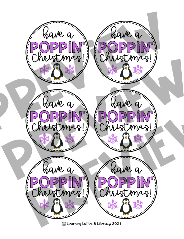 Poppin Christmas Tags Pop-it Popcorn Blow Pop Holiday Student Teacher ...