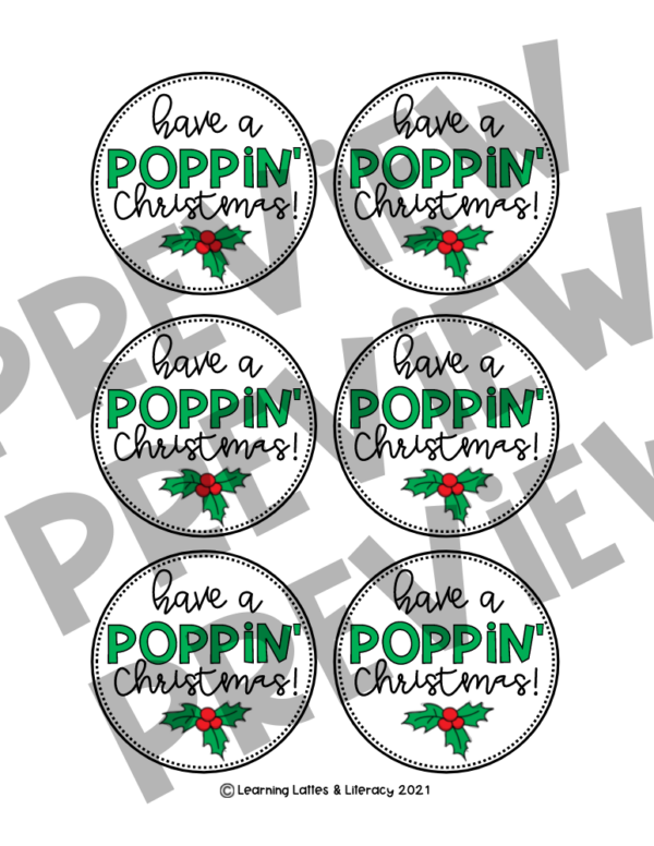 Poppin Christmas Tags Pop-it Popcorn Blow Pop Holiday Student Teacher ...