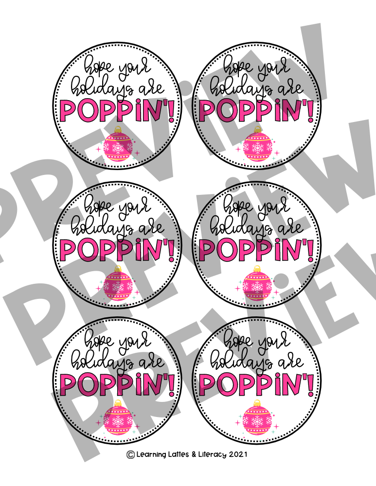 Poppin Christmas Tags Pop-it Popcorn Blow Pop Holiday Student Teacher ...