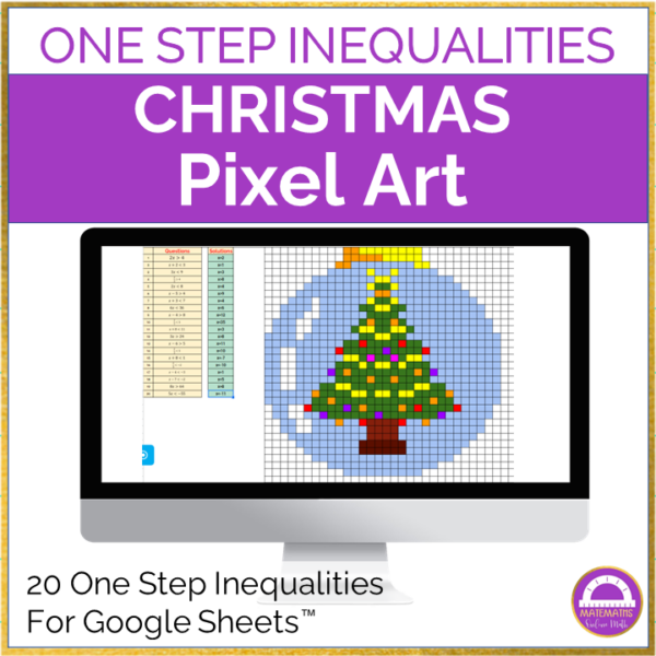 Math Solving One Step Inequalities Christmas Pixel Art Activity | Made ...