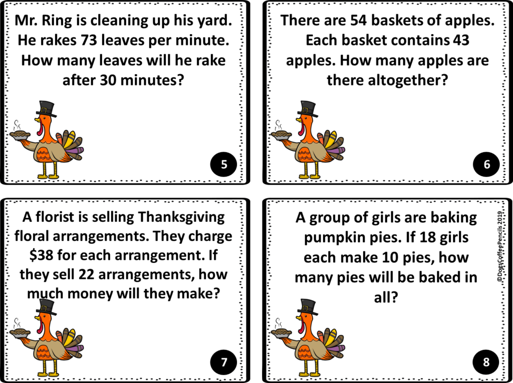 2-digit by 2-digit Multiplication Task Cards Fall Themed Grades 3-5 ...