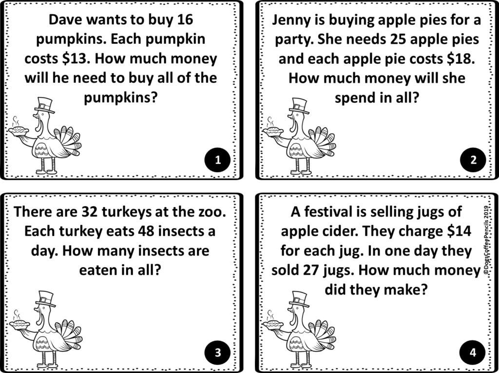 2-digit by 2-digit Multiplication Task Cards Fall Themed Grades 3-5 ...