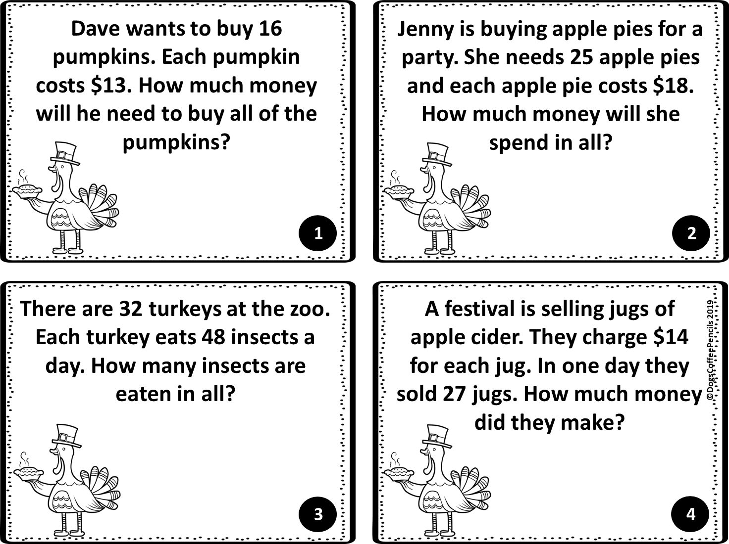 2-digit by 2-digit Multiplication Task Cards Fall Themed Grades 3-5 ...