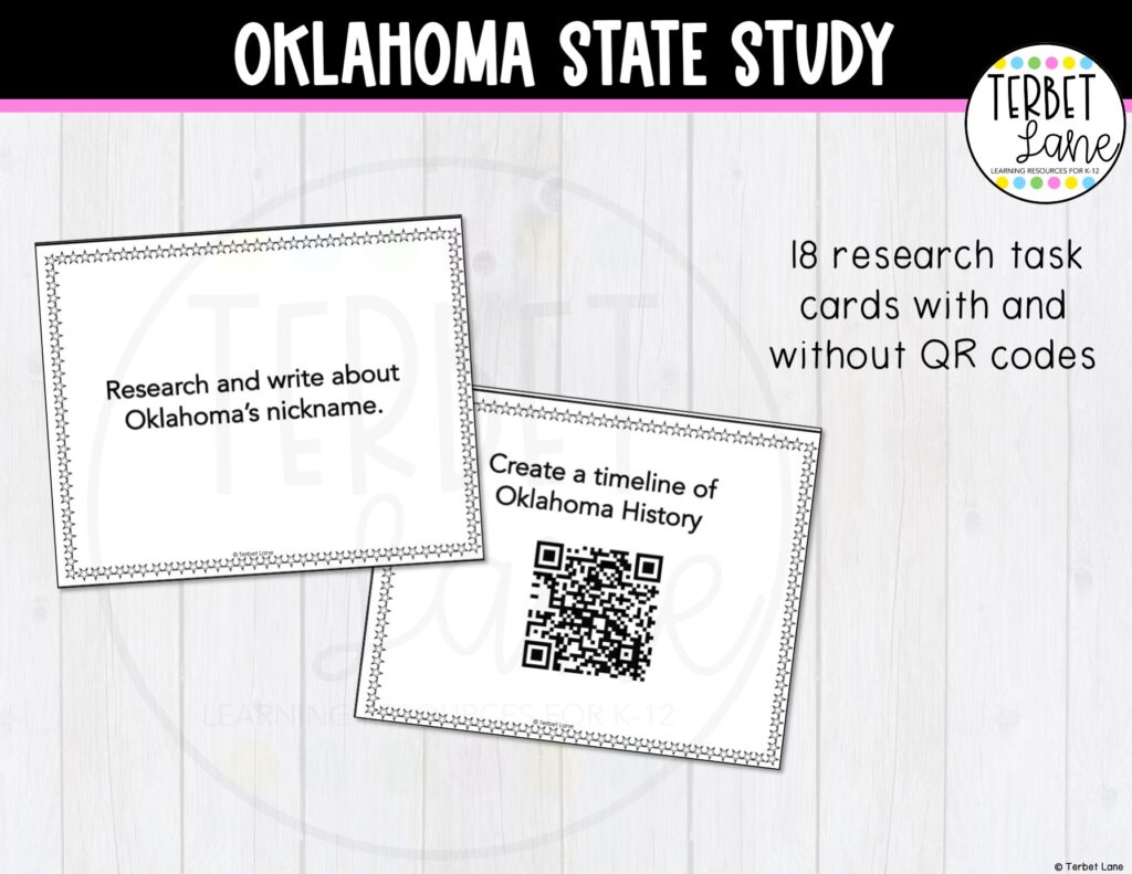 Oklahoma State Study with QR Codes - Made By Teachers