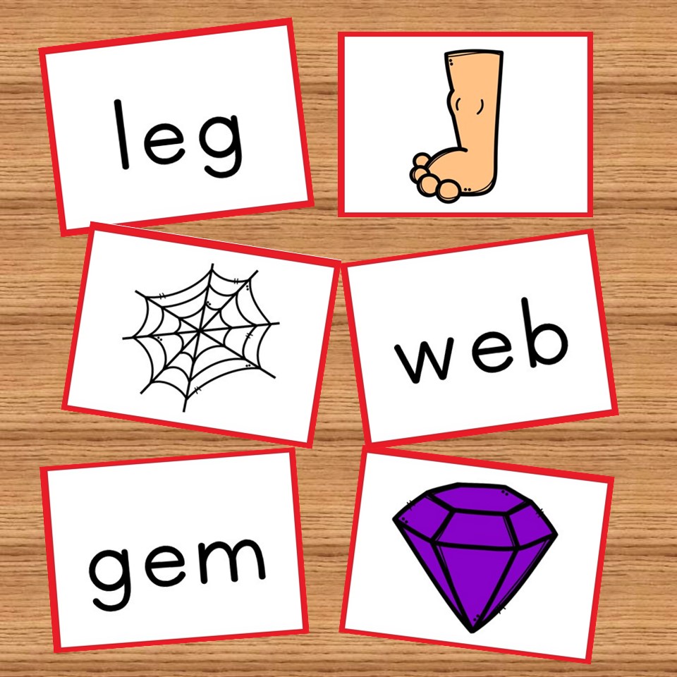 Short Vowel Flash Cards and Picture Cards - Short e | Made By Teachers