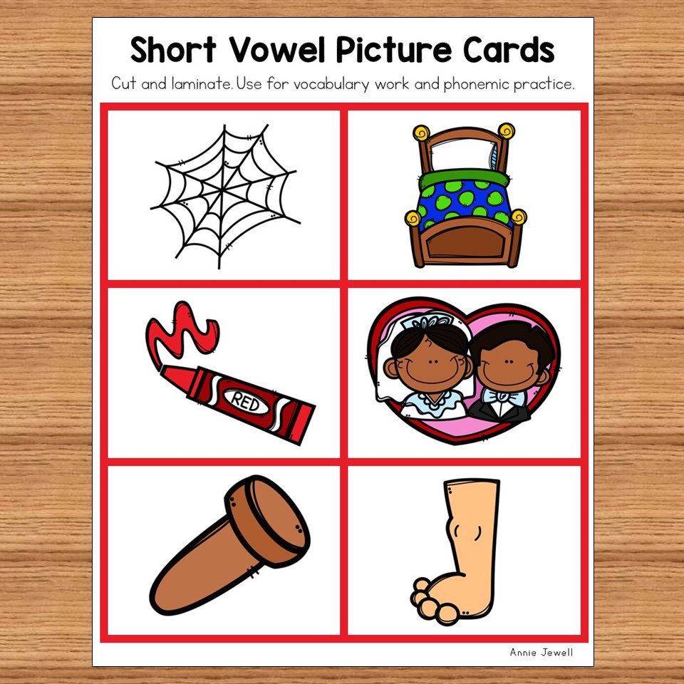 Short Vowel Flash Cards and Picture Cards - Short e | Made By Teachers