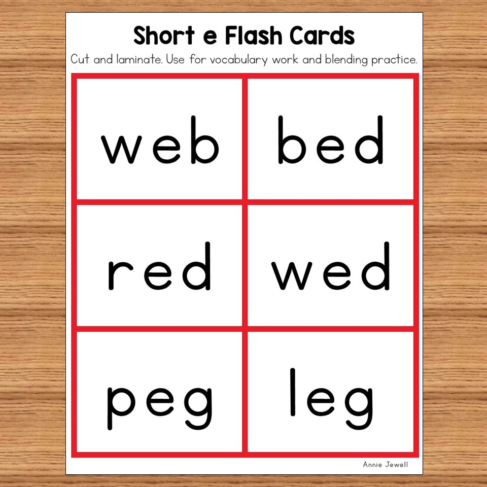Short Vowel Flash Cards and Picture Cards - Short e | Made By Teachers