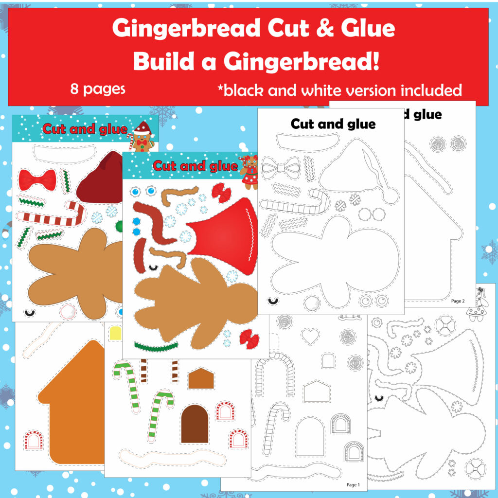 Printable Gingerbread No Prep Cut and Glue, Paper Crafts, Scissor ...