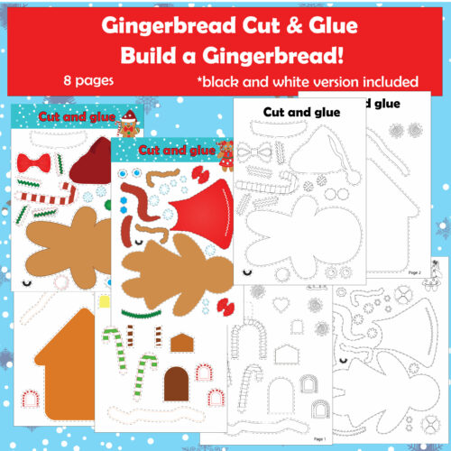 Printable Gingerbread No Prep Cut and Glue, Paper Crafts, Scissor ...