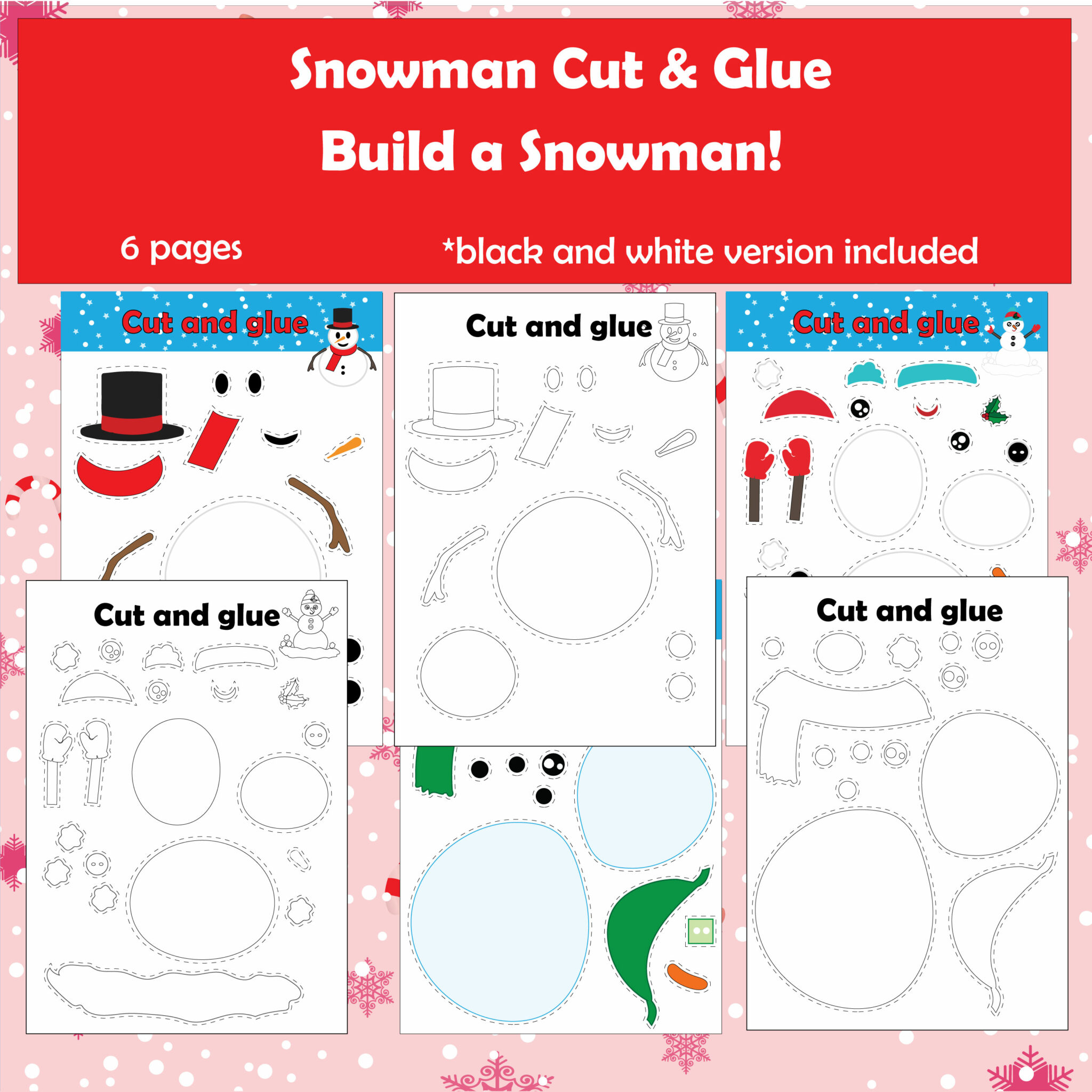 No Prep Snowman Cut and Glue, Paper Crafts, Scissor skills - Made By ...