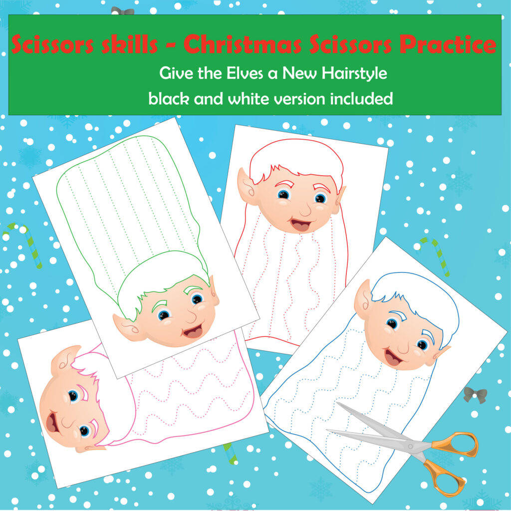Scissors Skills - Christmas Scissors Practice - Give The Elves a New ...