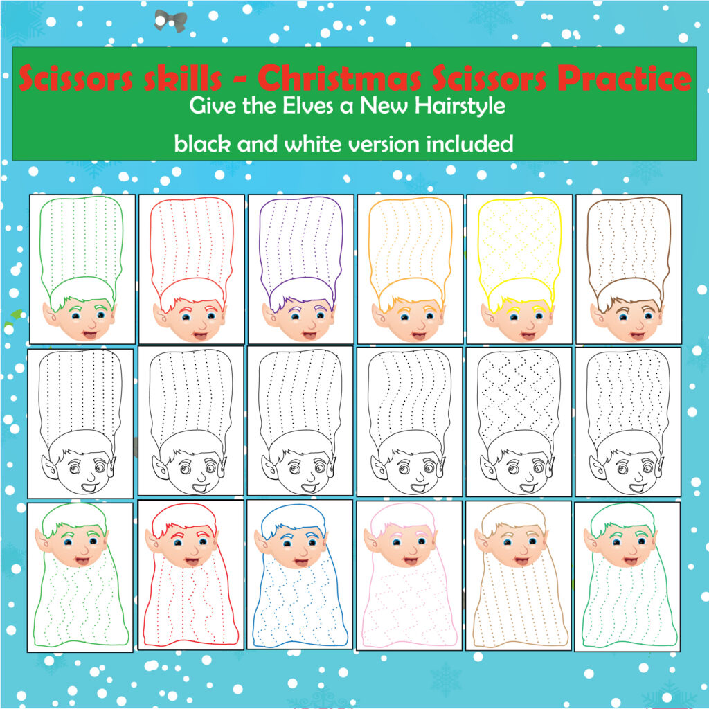 Scissors Skills - Christmas Scissors Practice - Give The Elves a New ...