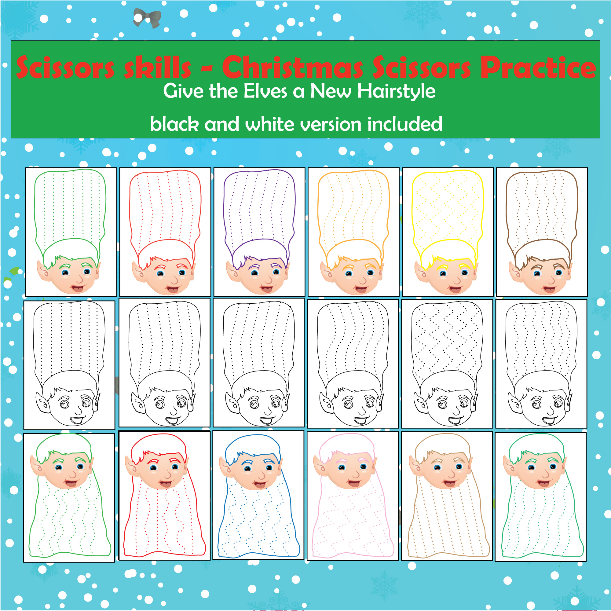 Scissors Skills - Christmas Scissors Practice - Give The Elves a New ...